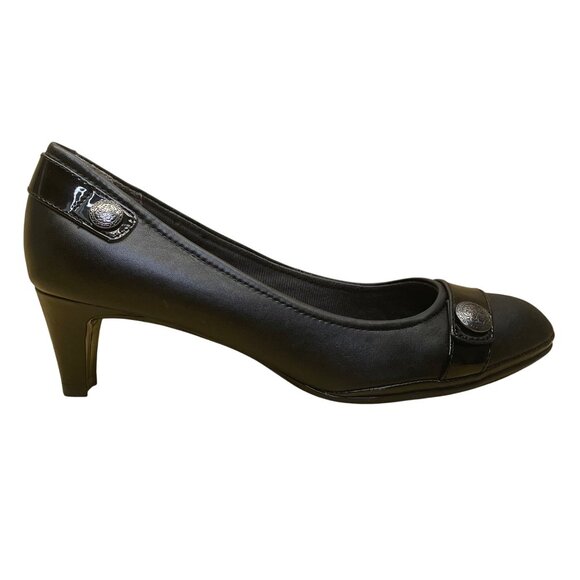 Eurosoft | Shoes | Eurosoft By Sofft Womens Black Faux Leather Mid Heel ...